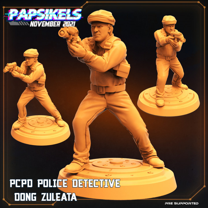 3D Printable PCPD POLICE DETECTIVE DONG ZULEATA by PAPSIKELS MINIATURES