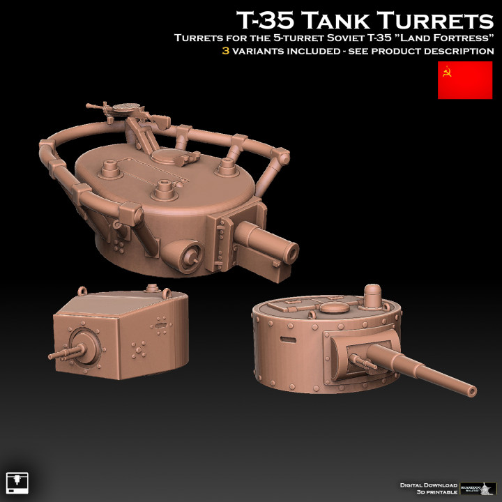 3D Printable T35 Tank Turrets by Sharedog Miniatures