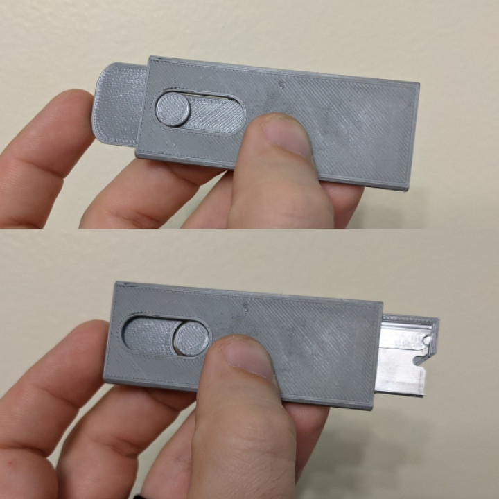 3D Printable Retractable Single-Edge Razor Box-Cutter by Josh