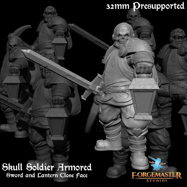3D Printable Human Death Knight - Skull Soldier Armored Sword and ...