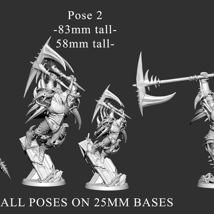 3D Printable Axe Man (3 poses)-(2 sizes) by Mini Monster Mayhem