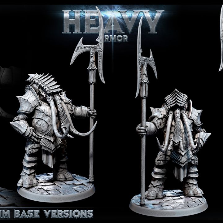 3D Printable Shrouded tusk (3 poses)-(2 sizes) by Mini Monster Mayhem