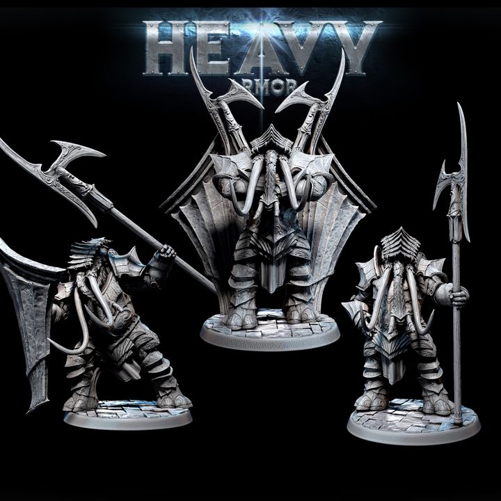 3D Printable Shrouded tusk (3 poses)-(2 sizes) by Mini Monster Mayhem