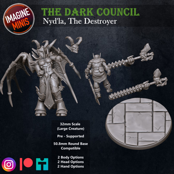 3D Printable The Dark Council - Nyd'la, The Destroyer by Imagine Minis