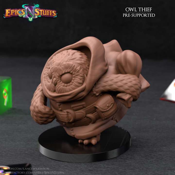 3D Printable Owlkin Thief Miniature - Pre-Supported by Epics N Stuffs