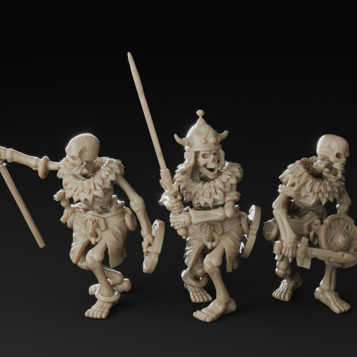 3D Printable Skeleton Barbarian Trio by Stormforge Miniatures