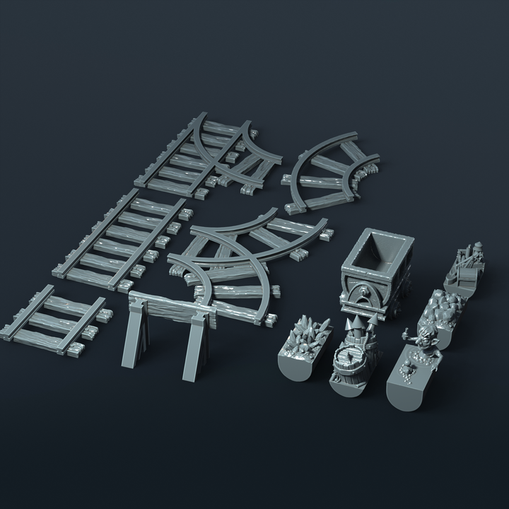 3D Printable Modular Mine Kit (12 pieces) by Moonshine Miniatures
