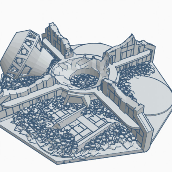 3D Printable Destroyed Mech Lance Hangar MilD014 by Wargame Forge