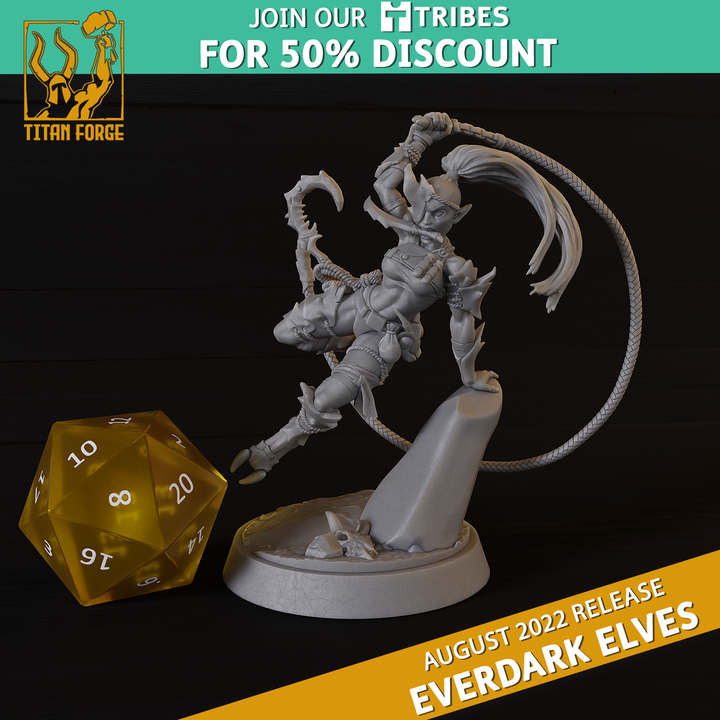 3D Printable Everdark Elves Assassin by Titan Forge Miniatures