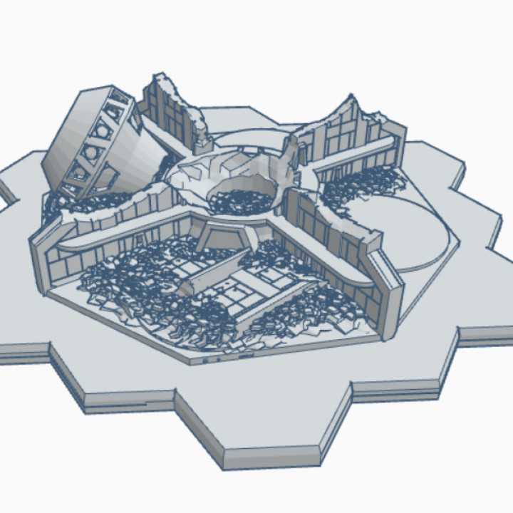 3D Printable Destroyed Mech Lance Hangar with Hex Base MilDHB014 by ...