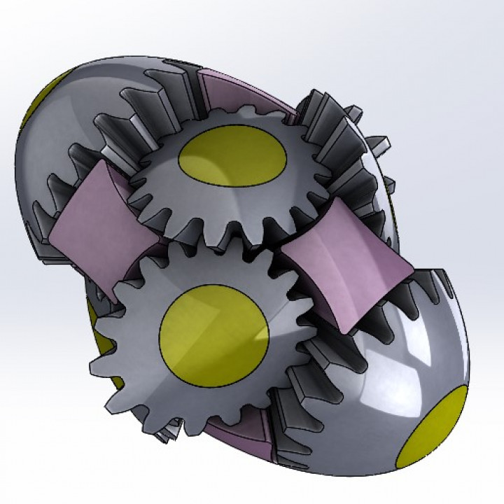 3D Printable Egg shape bevel gear set for 3d printing by yc Pan