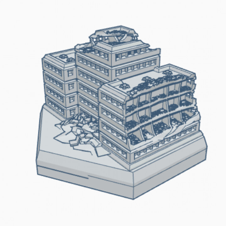 3D Printable Ruined Military Command HQ Hex Map Scale HMSMilR007 by ...