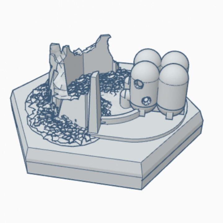 3D Printable Ruined Mech Bunker with Coolant Pool Hex Map Scale ...