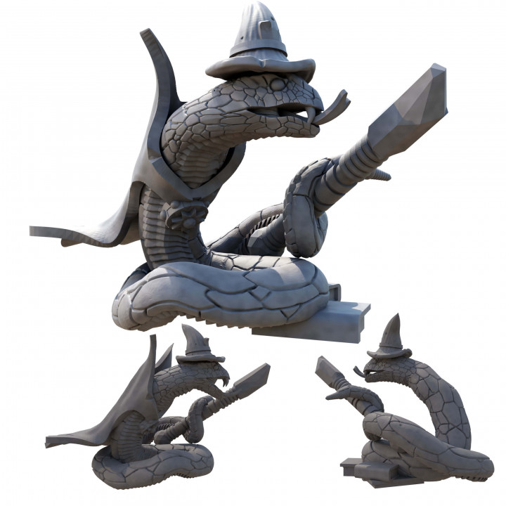 3D Printable Basil The Aspiring Sorcerer Snake Wizard Familiar by Lex ...