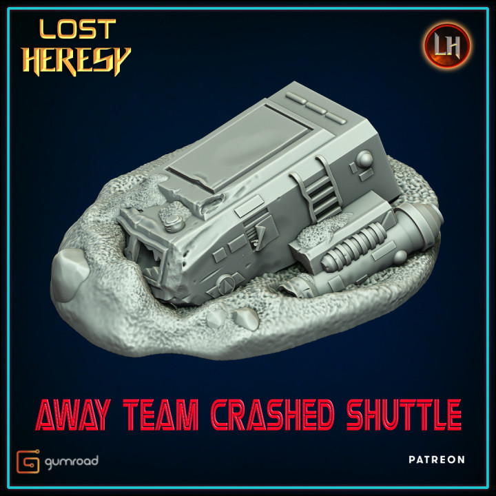 3D Printable Away Team Red Shuttle Crash by Lost Heresy Miniatures
