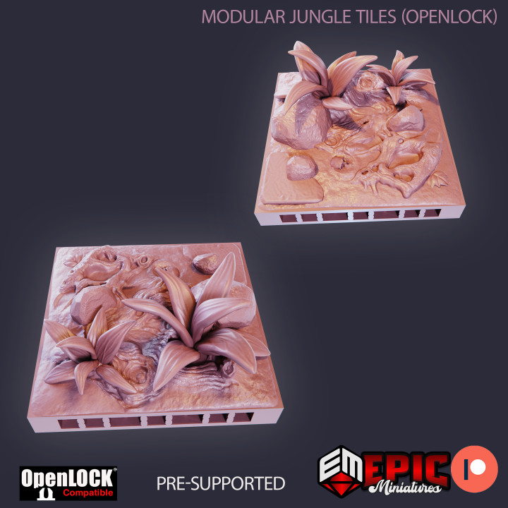 3D Printable Modular Jungle Tiles / Forest Dungeon Items / Bush Wood ...