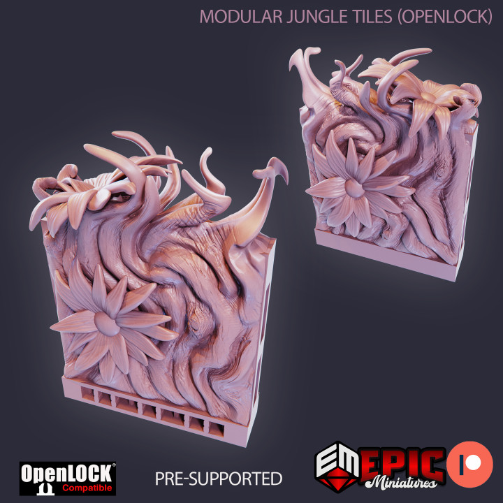 3D Printable Modular Jungle Tiles / Forest Dungeon Items / Bush Wood ...