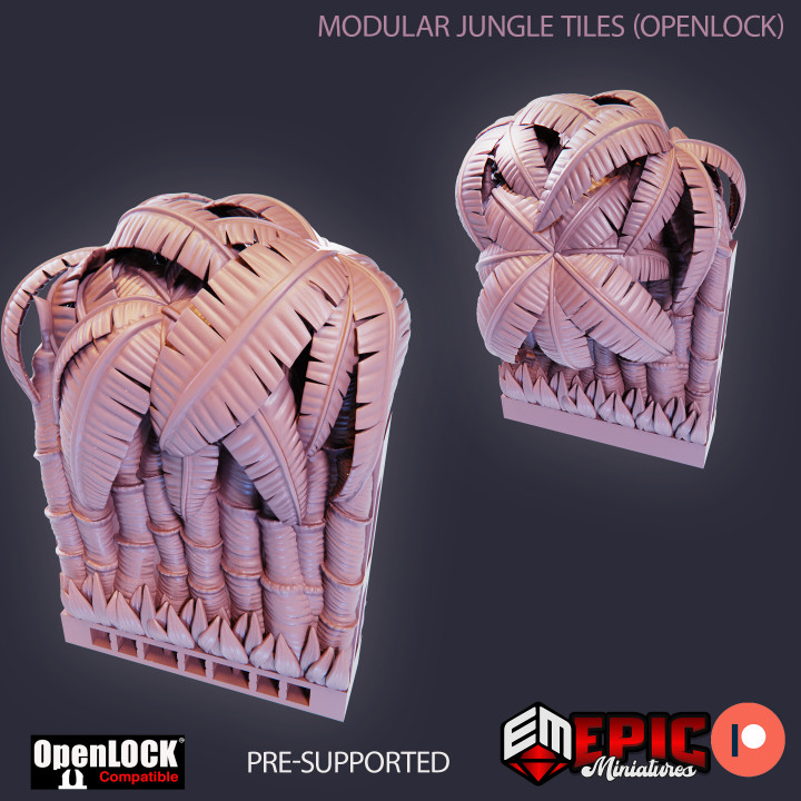 3D Printable Modular Jungle Tiles / Forest Dungeon Items / Bush Wood ...