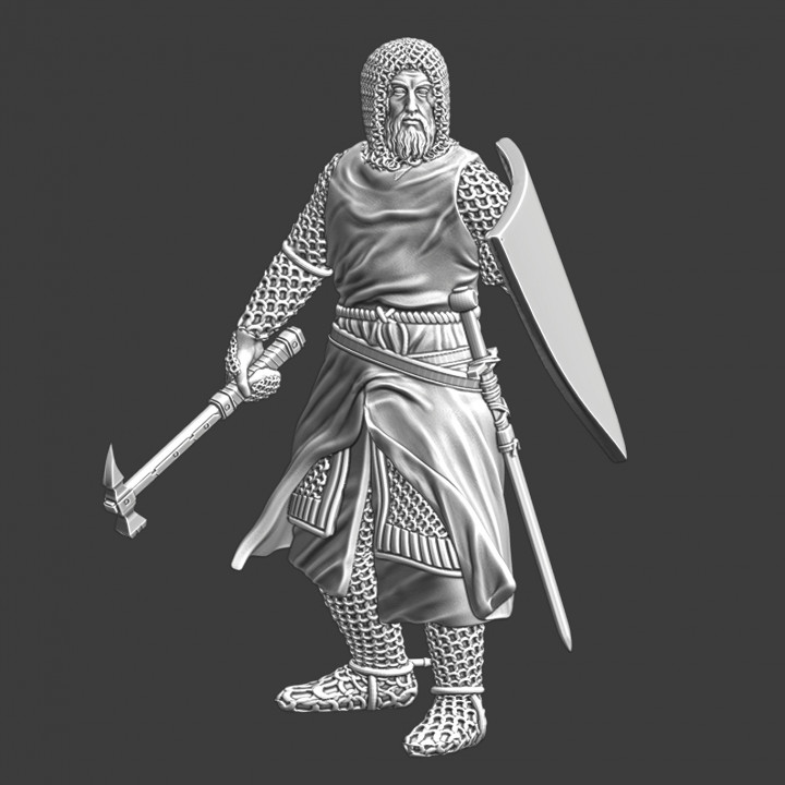 3D Printable Medieval knight with Warhammer by Northern Crusades Miniatures