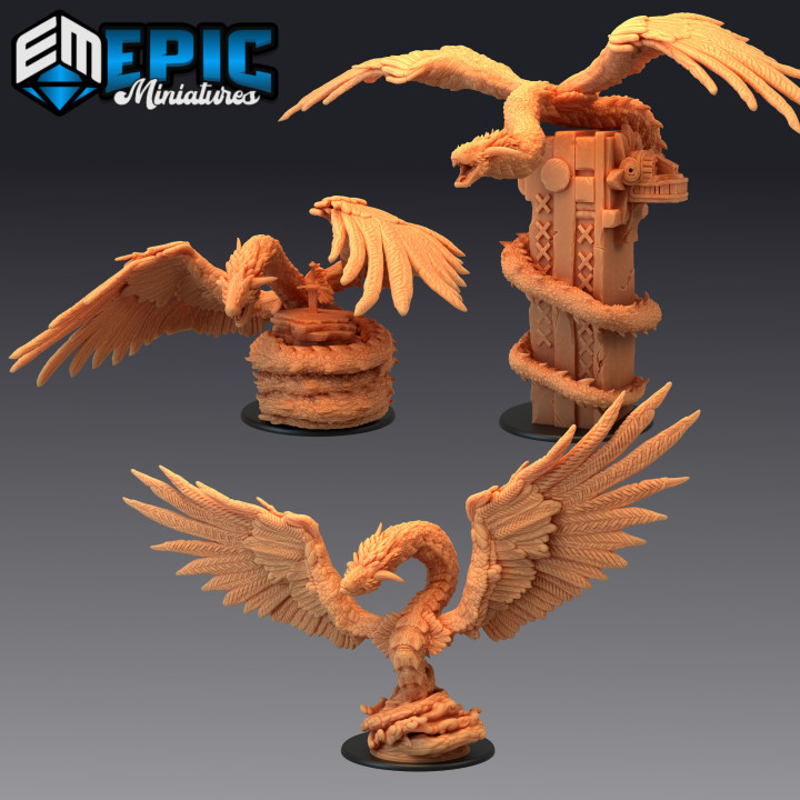 3D Printable Feathered Serpent Set / Exotic Jungle Deity / Legendary ...