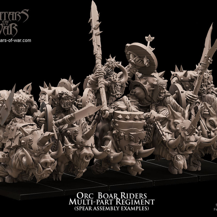 3D Printable Orc Boar riders multi-part regiment by Avatars of War