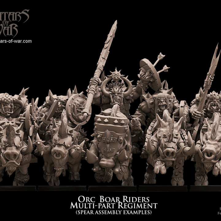 3D Printable Orc Boar riders multi-part regiment by Avatars of War