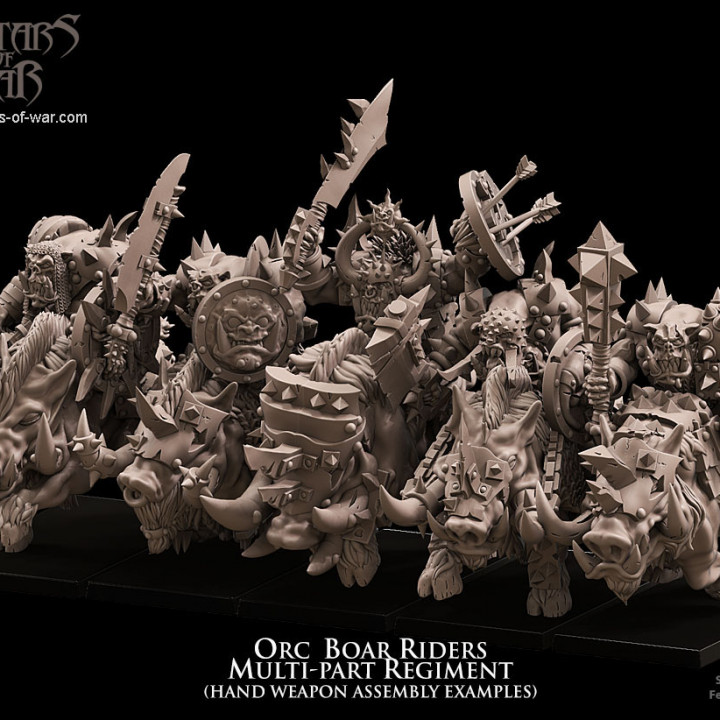 3D Printable Orc Boar riders multi-part regiment by Avatars of War