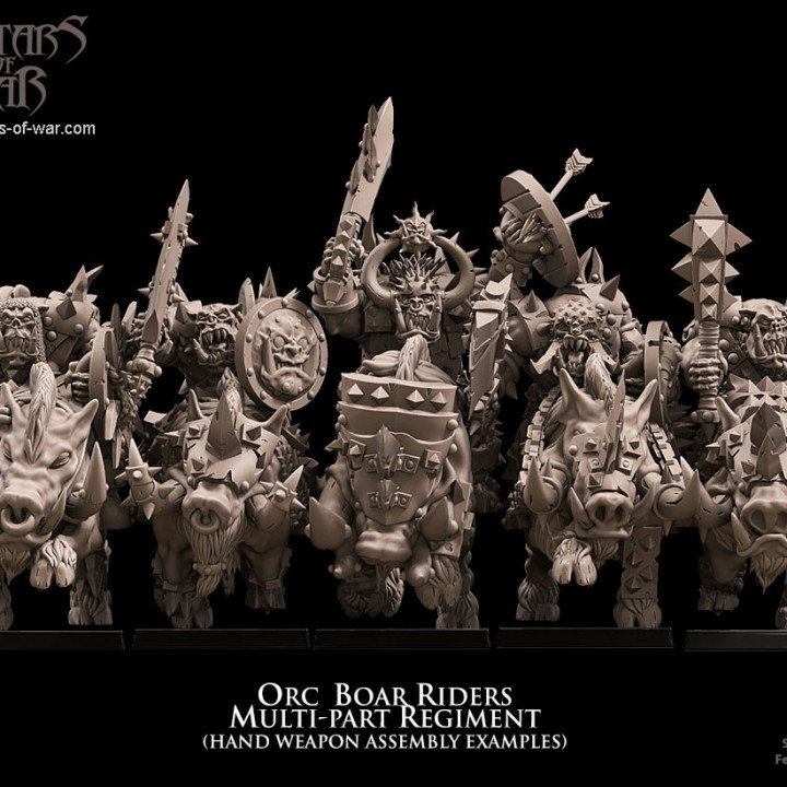 3D Printable Orc Boar riders multi-part regiment by Avatars of War