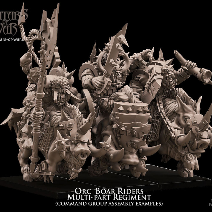3D Printable Orc Boar riders multi-part regiment by Avatars of War
