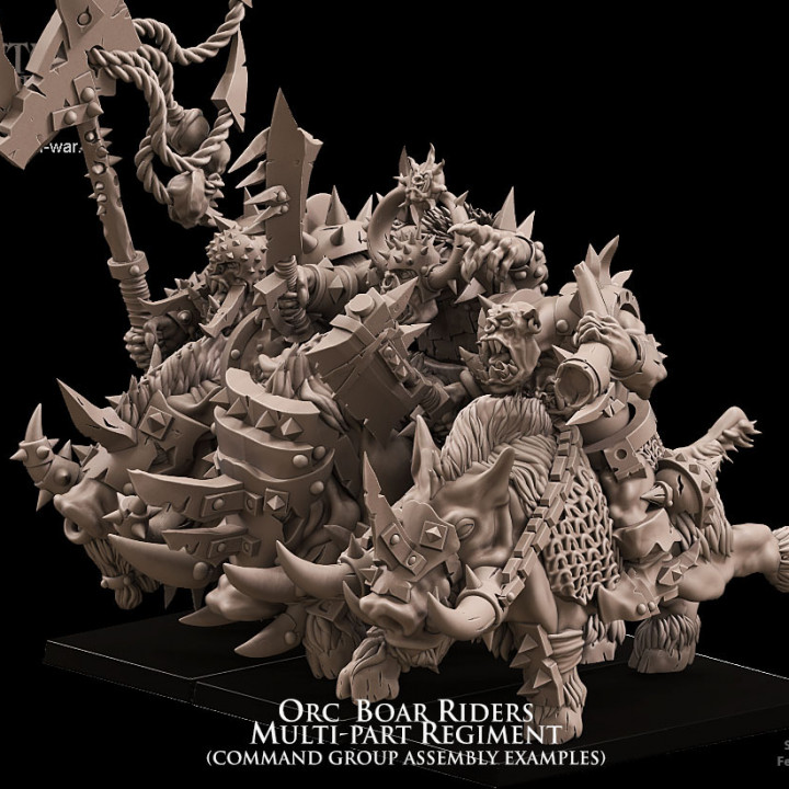 3D Printable Orc Boar riders multi-part regiment by Avatars of War