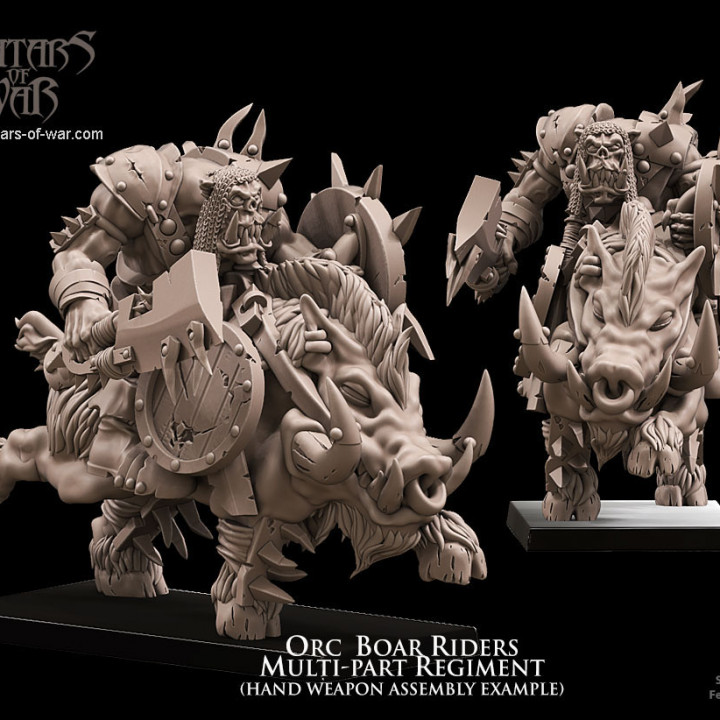 3D Printable Orc Boar riders multi-part regiment by Avatars of War