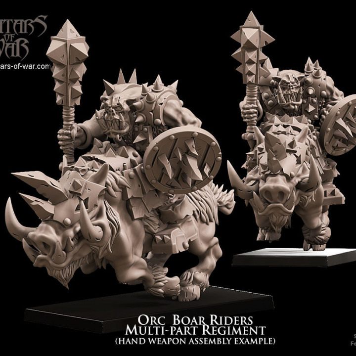 3D Printable Orc Boar riders multi-part regiment by Avatars of War