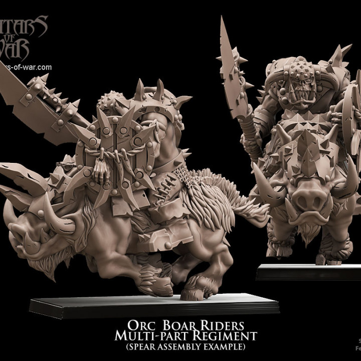 3D Printable Orc Boar riders multi-part regiment by Avatars of War