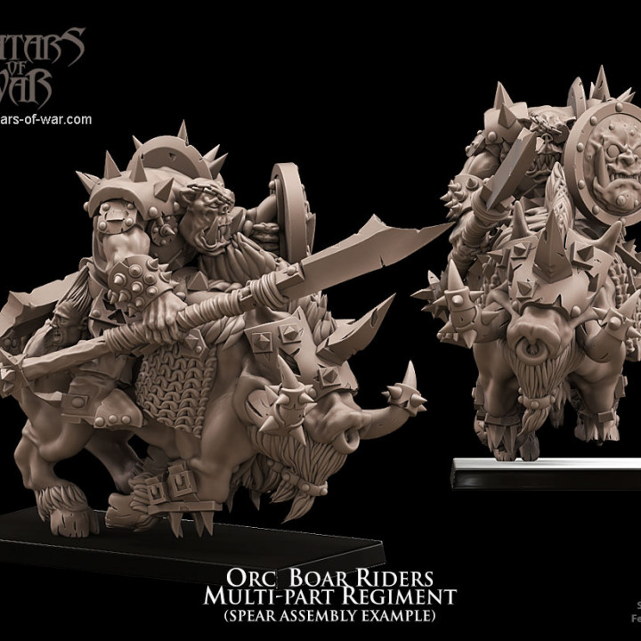 3D Printable Orc Boar riders multi-part regiment by Avatars of War
