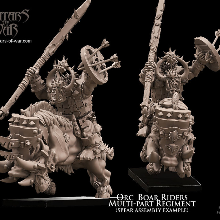 3D Printable Orc Boar riders multi-part regiment by Avatars of War