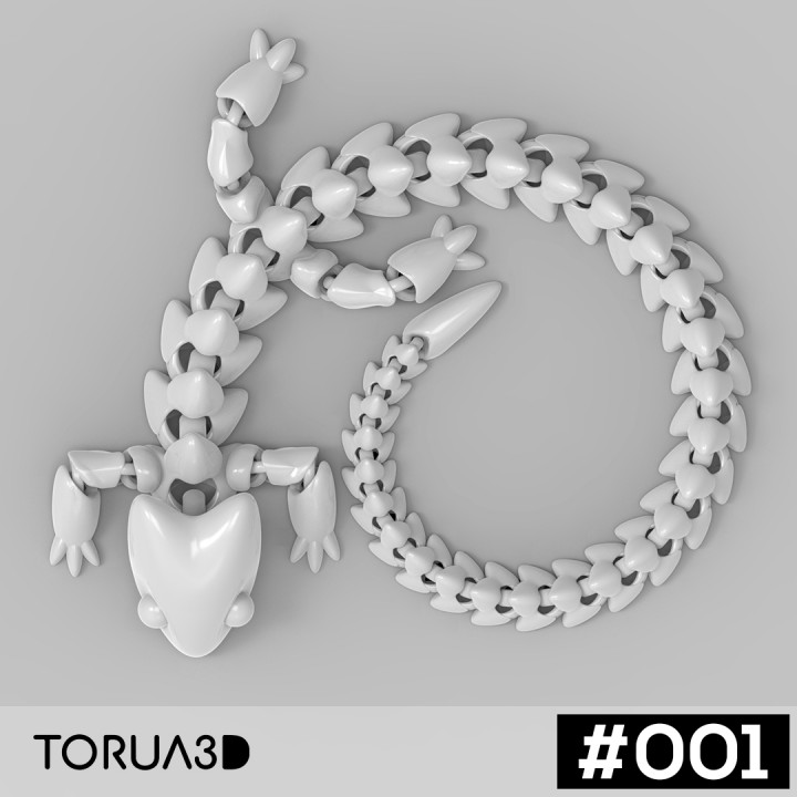3D Printable ARTICULATED DRAGON #001 by Torua3D