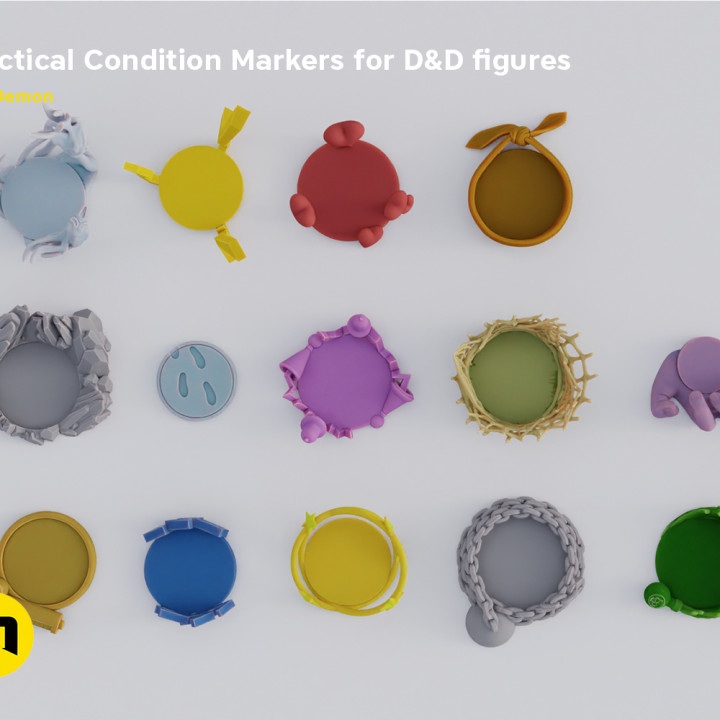 3D Printable Practical Condition Markers for DnD figures by 3Demon