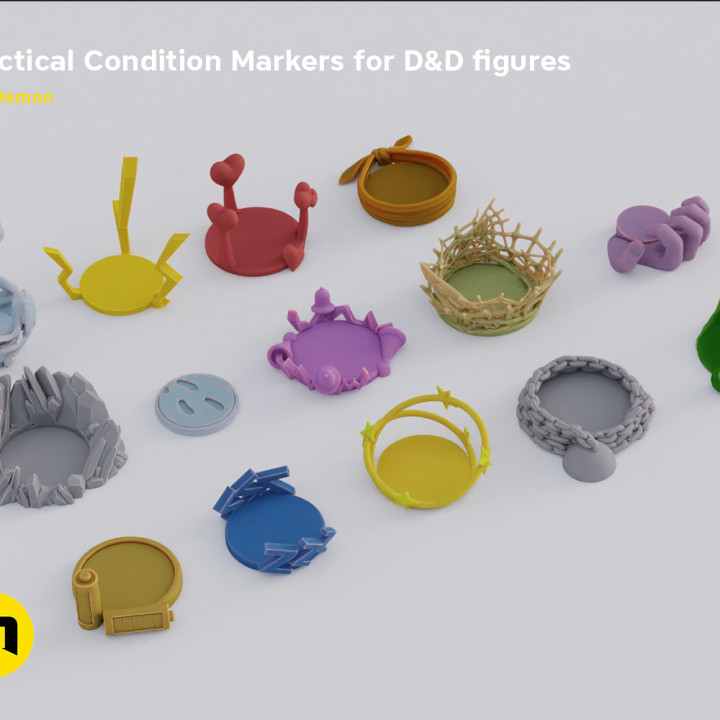 3D Printable Practical Condition Markers for DnD figures by 3Demon