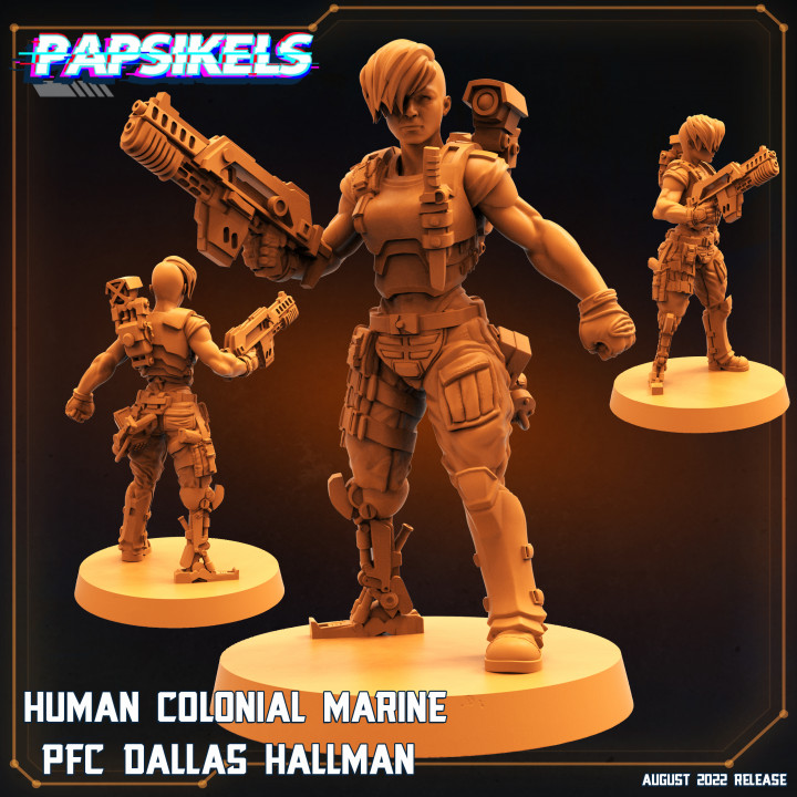 3D Printable HUMAN COLONIAL MARINE PFC DALLAS HALLMAN by PAPSIKELS ...