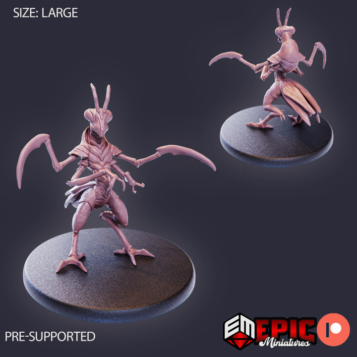 3D Printable Mantis Folk Set / Insectoid Warrior / Huge Jungle Insect ...