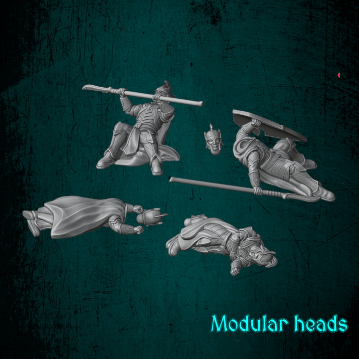 3D Printable River Realm Elf Down and Wounded by Quartermaster3D