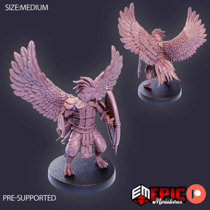 3D Printable Parrot Folk Warrior Set / Winged Birdfolk / Jungle Bird ...
