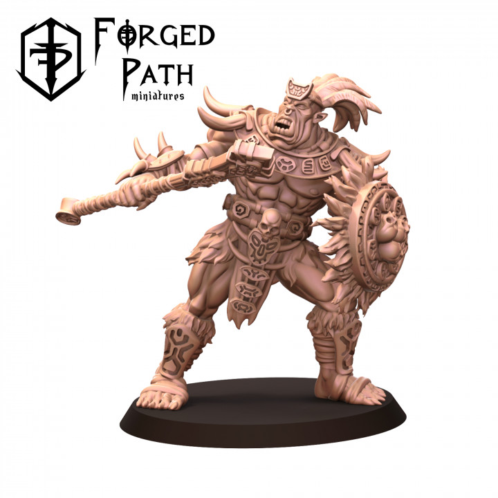 3D Printable Jungle Orcs Spear and Shield Weapons by Forged Path Miniatures