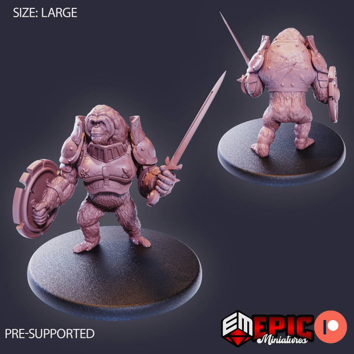 3D Printable Orangutan Knight Set / Primate Ape / Monkey Warrior ...