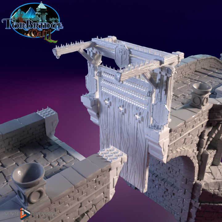 3D Printable Drawbridge (bridge expansion set) by Infinite Dimensions Games