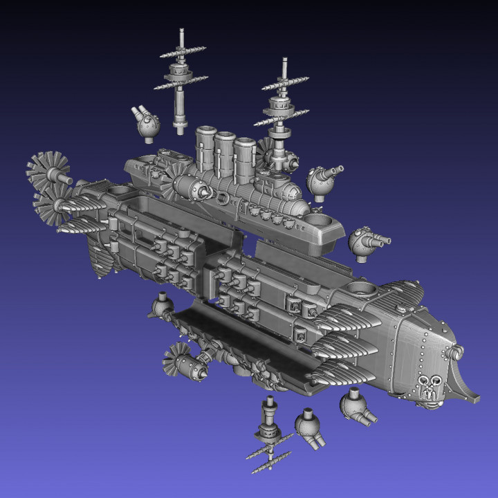 3D Printable SKYKING class 1st Rate Ship-of-the-Wall for Skyships by Miniature Martin