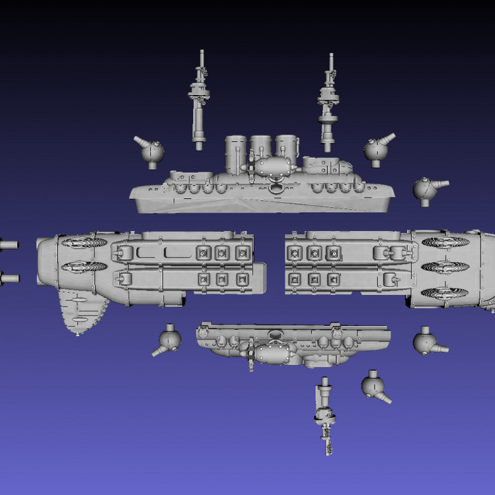 3D Printable SKYKING class 1st Rate Ship-of-the-Wall for Skyships by Miniature Martin
