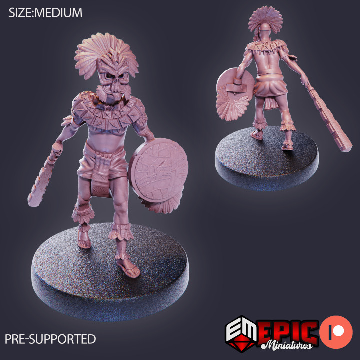 3D Printable Jungle Tribe Set / Aztec Fighter / Ancient Forest Native ...