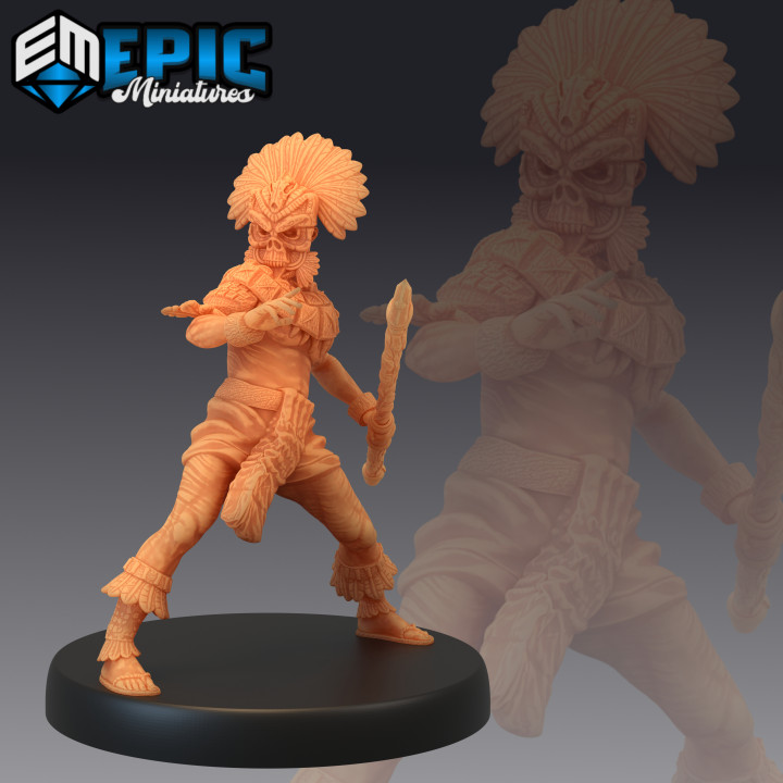 3D Printable Jungle Tribe Set / Aztec Fighter / Ancient Forest Native ...