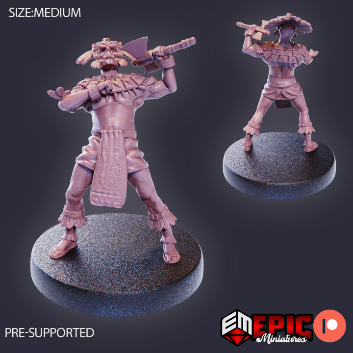 3D Printable Jungle Tribe Set / Aztec Fighter / Ancient Forest Native ...